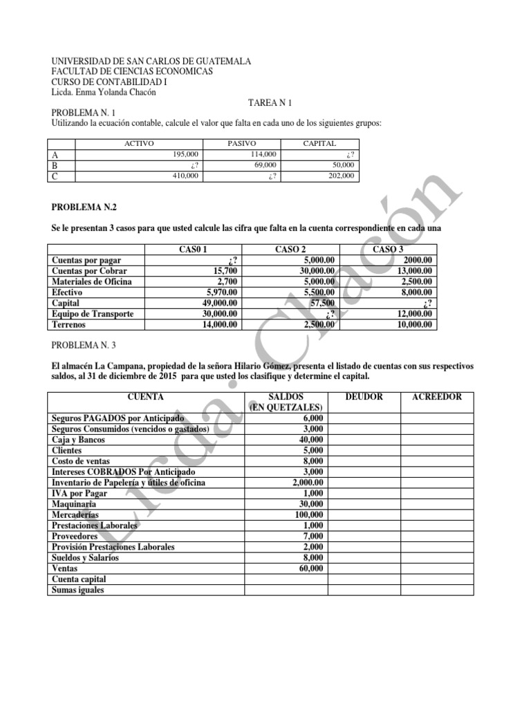 Usac Tareas 2018 Contabilidad I | PDF | Depreciación | Contabilidad