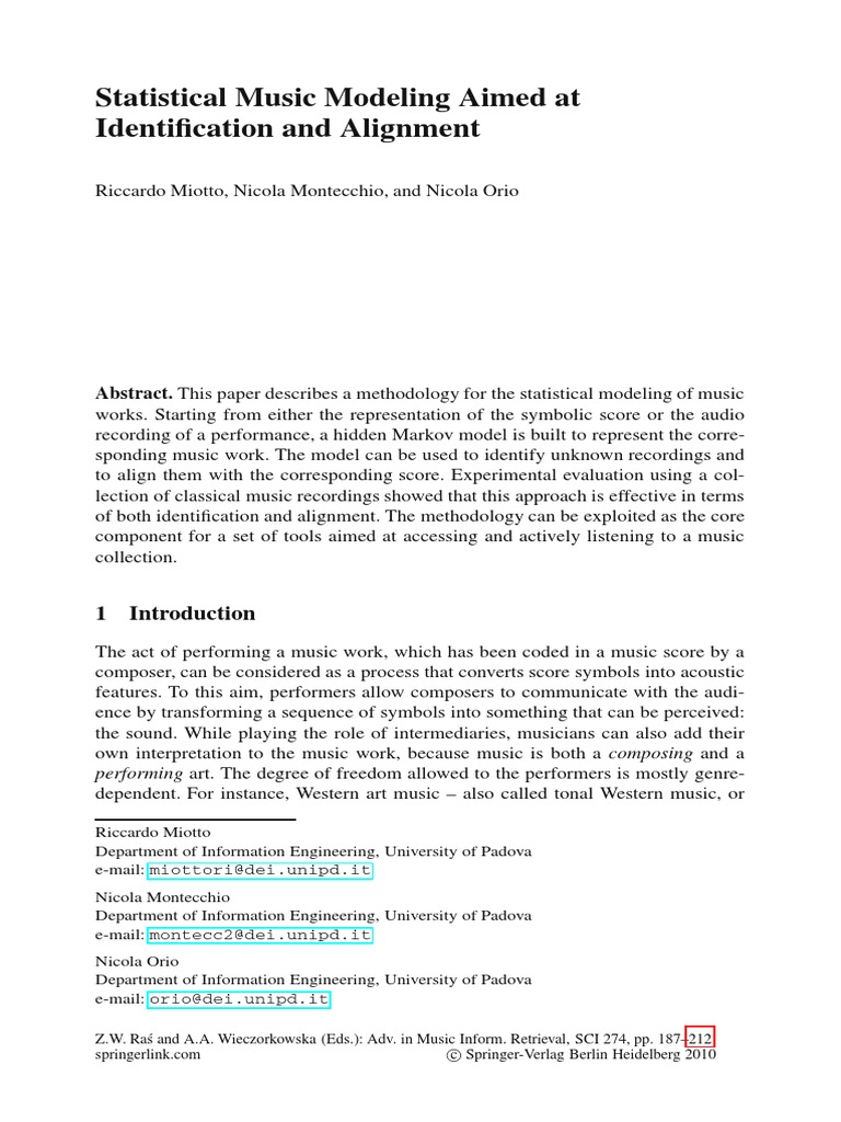Statical Music Modeling | PDF | Cognitive Science | Cognition