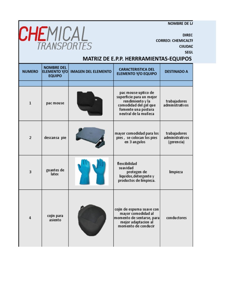 Matriz de Epp Modificada | PDF | Guante | Aluminio