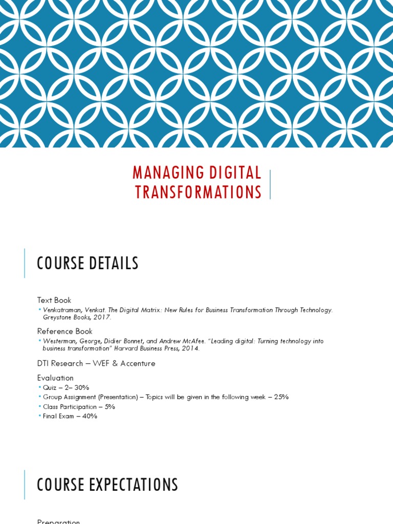 Managing Digital Transformations Course | PDF | Disruptive Innovation ...