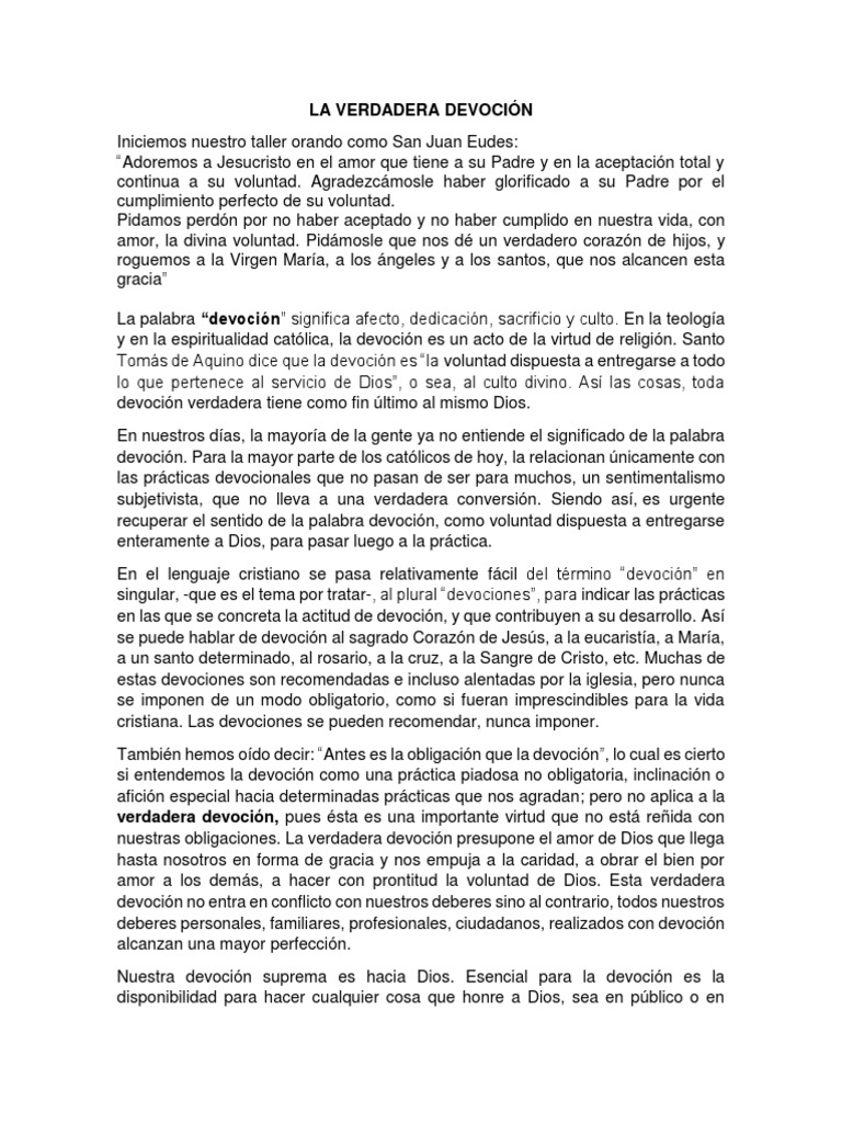 La Verdadera Devoción | PDF | Amor | Oración
