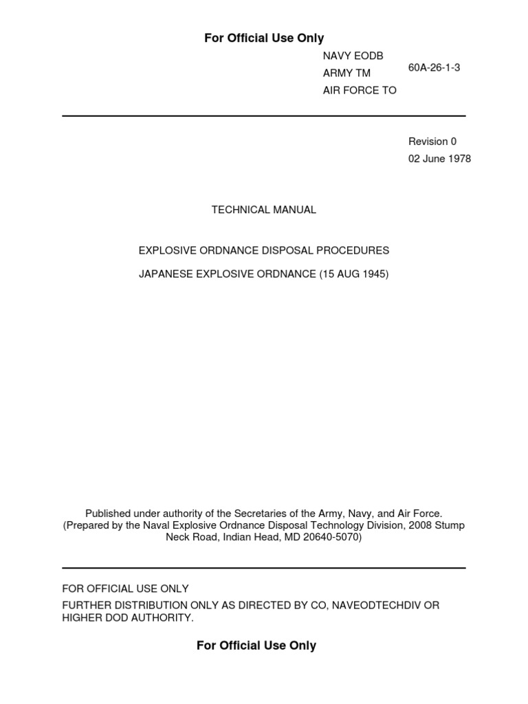 US ARMY Series 60a 26-1-3 Japanese Explosive Ordnance | PDF | Naval ...