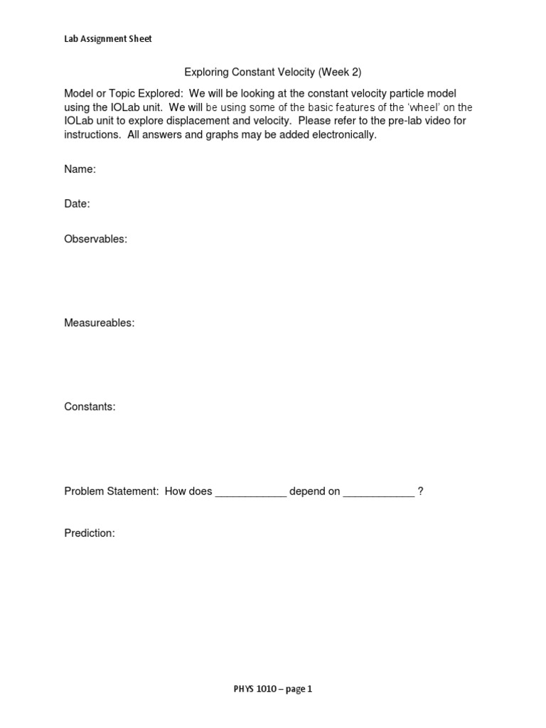 Lab 2 - Exploring Constant Velocity | PDF
