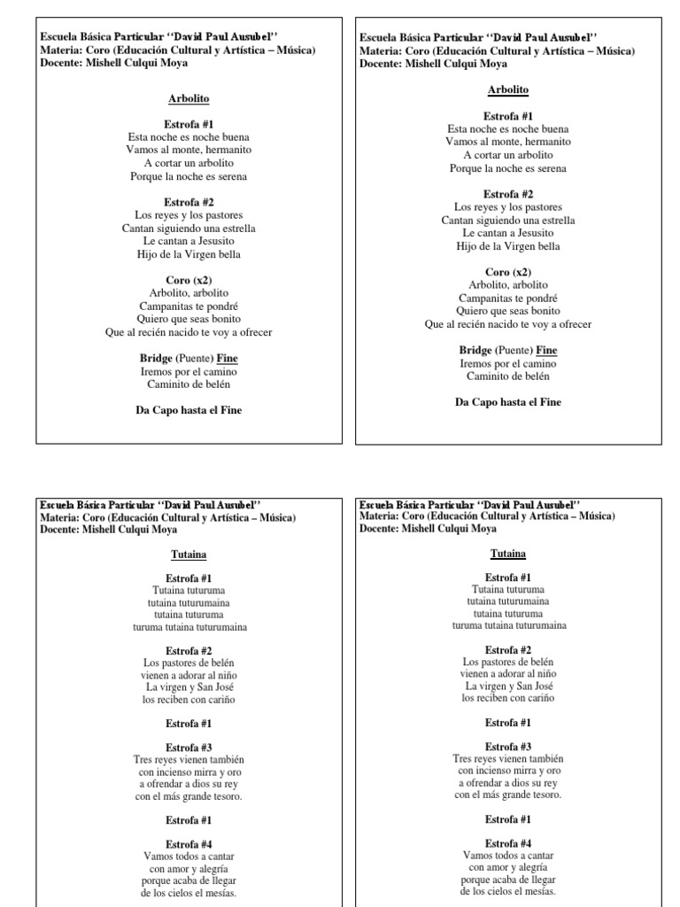 Letra Arbolito y Tutaina - Canción Navideña | PDF | Ocio | Entretenimiento (general)