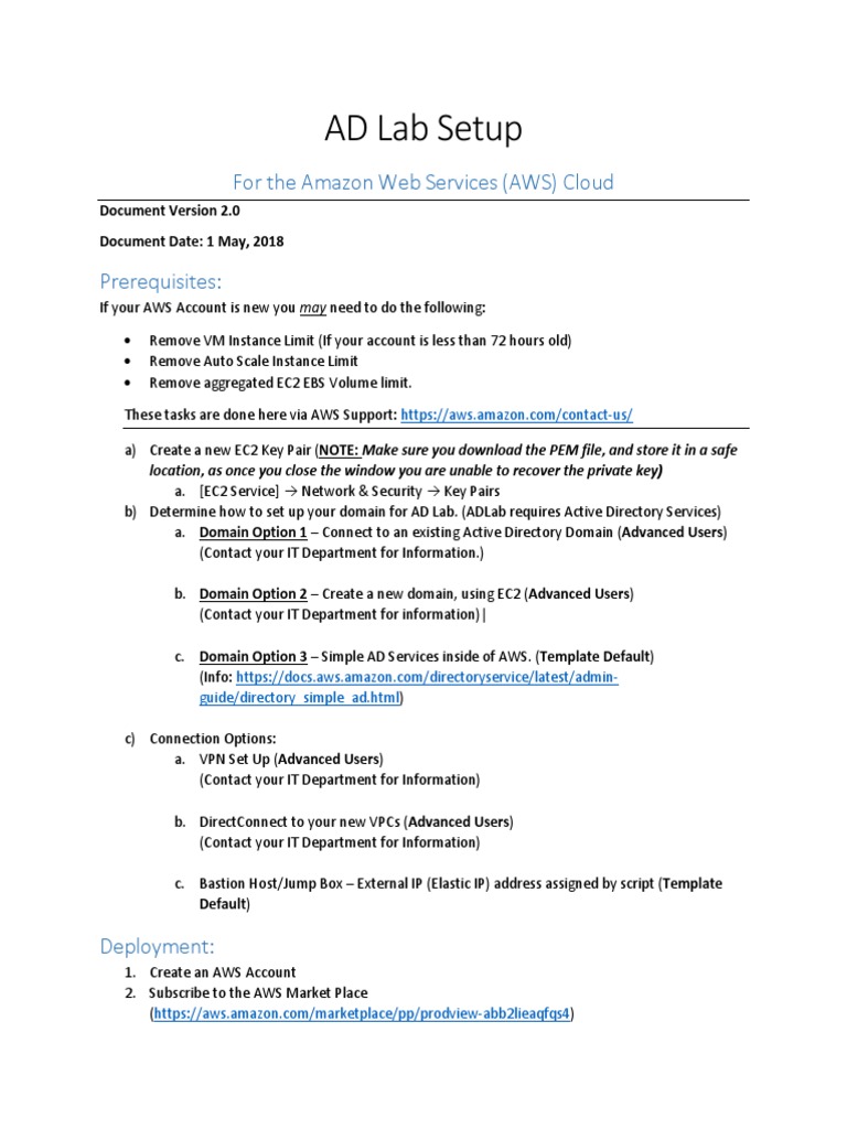 AD Lab - AWS Setup Documentation | PDF | Active Directory | Ip Address