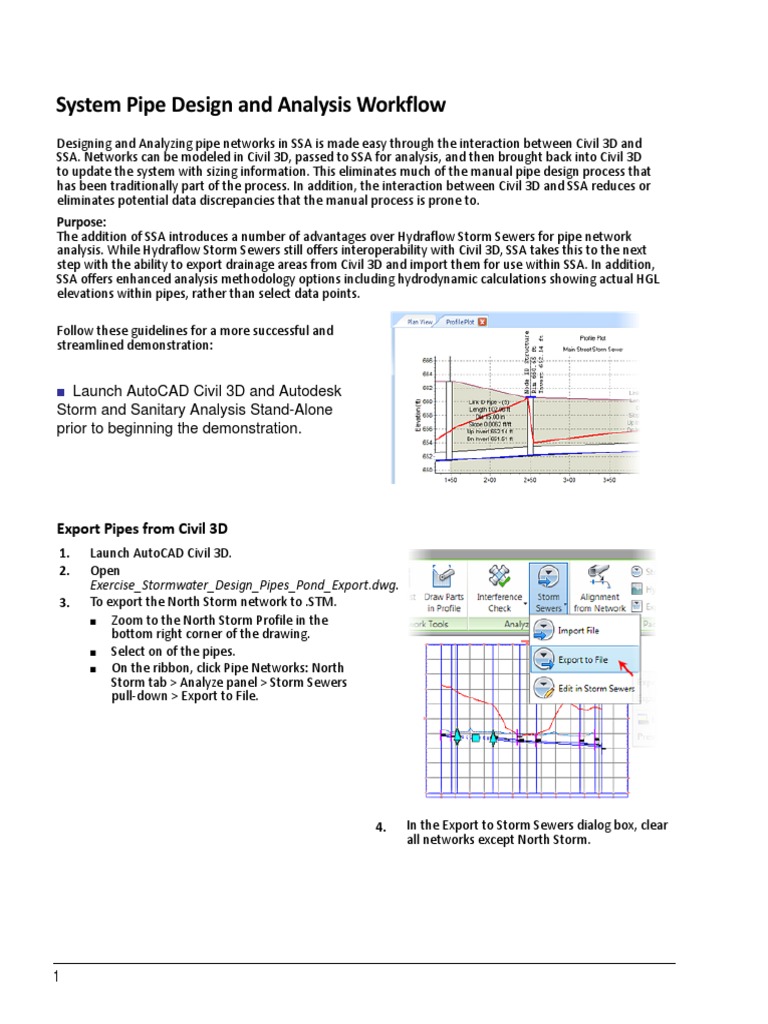 Civil 3D & SSA Pipe Network Guide | PDF | Auto Cad | Software