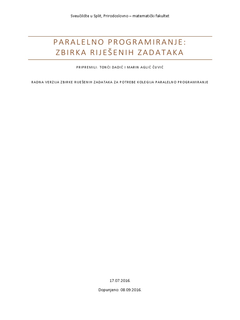 Paralelno Programiranje Zbirka | PDF