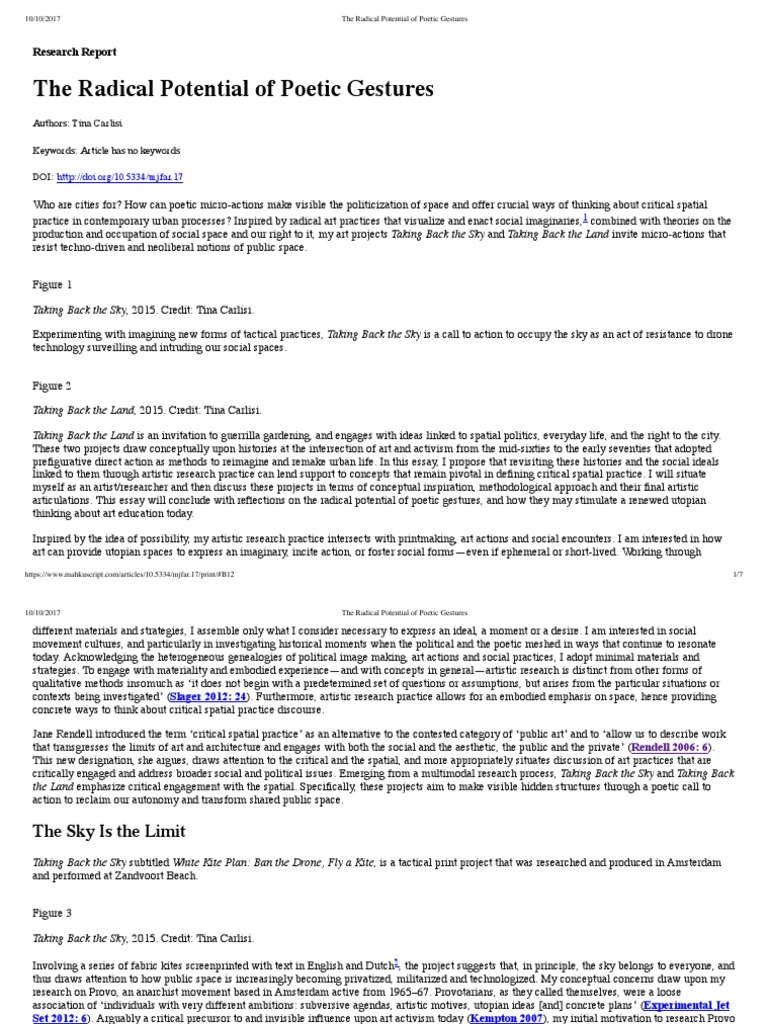 The Radical Potential of Poetic Gestures | PDF | Space | Social Movements