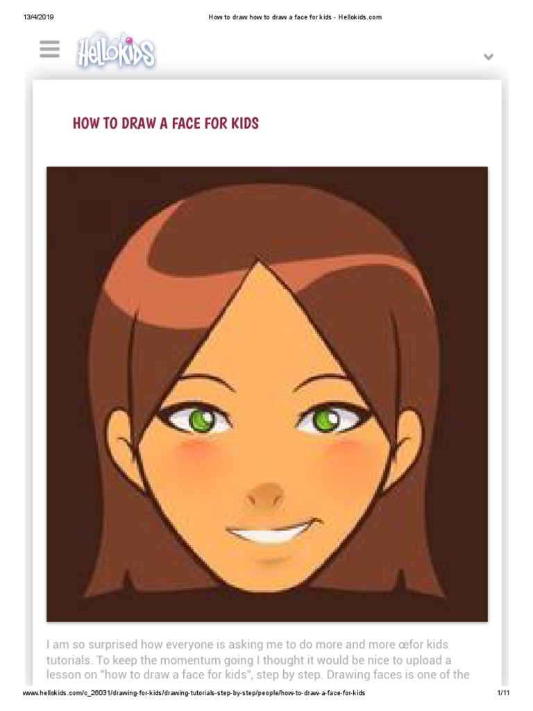 How To Draw How To Draw A Face For Kids | PDF | Wellness
