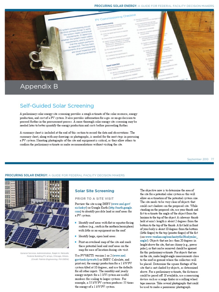 Appendix B: Self-Guided Solar Screening | PDF | Photovoltaic System ...