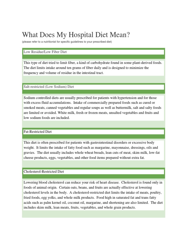 Hospital Diets and Heart-Healthy Foods | PDF | Whole Grain | Diabetic Diet