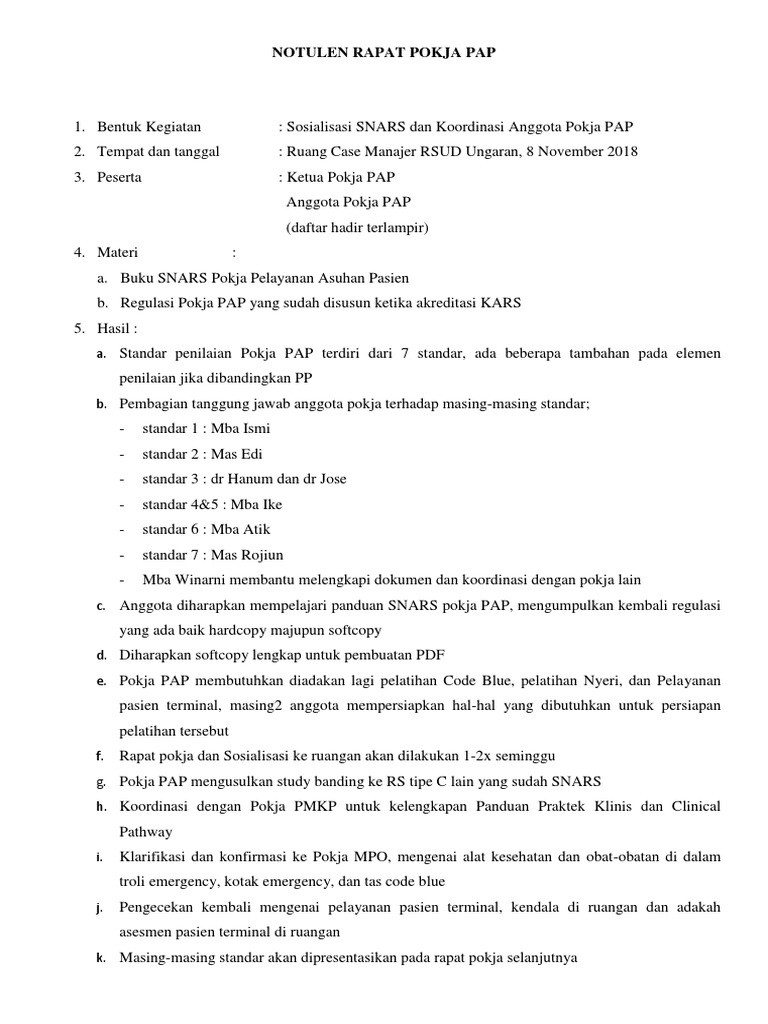 NOTULEN Rapat Pokja | PDF