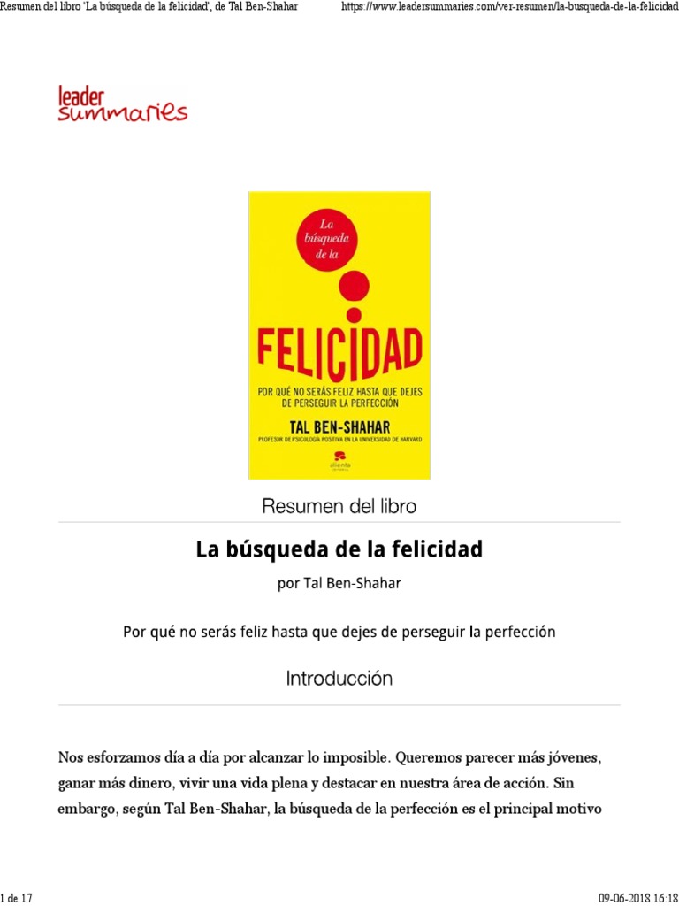 La búsqueda de la felicidad según Tal Ben-Shahar | PDF | Felicidad | Temor