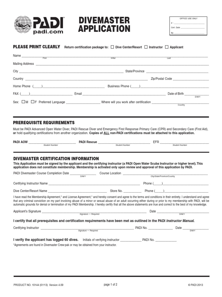 Divemaster Application | Download Free PDF | Underwater Diving | Business
