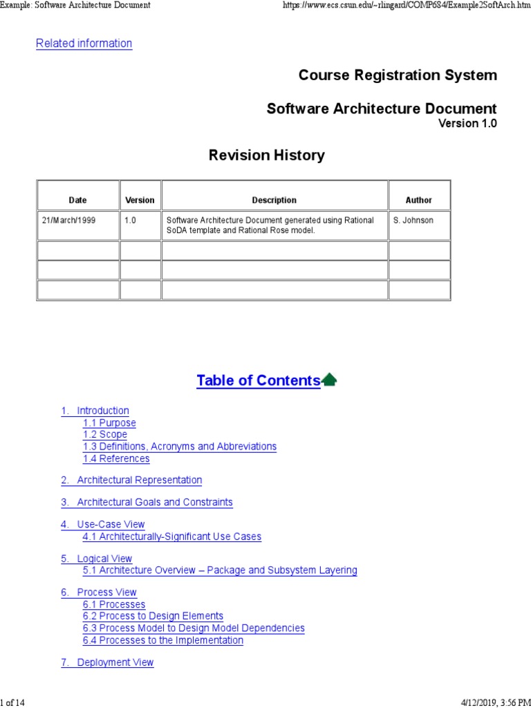 Example - Software Architecture Document | PDF | Thread (Computing ...