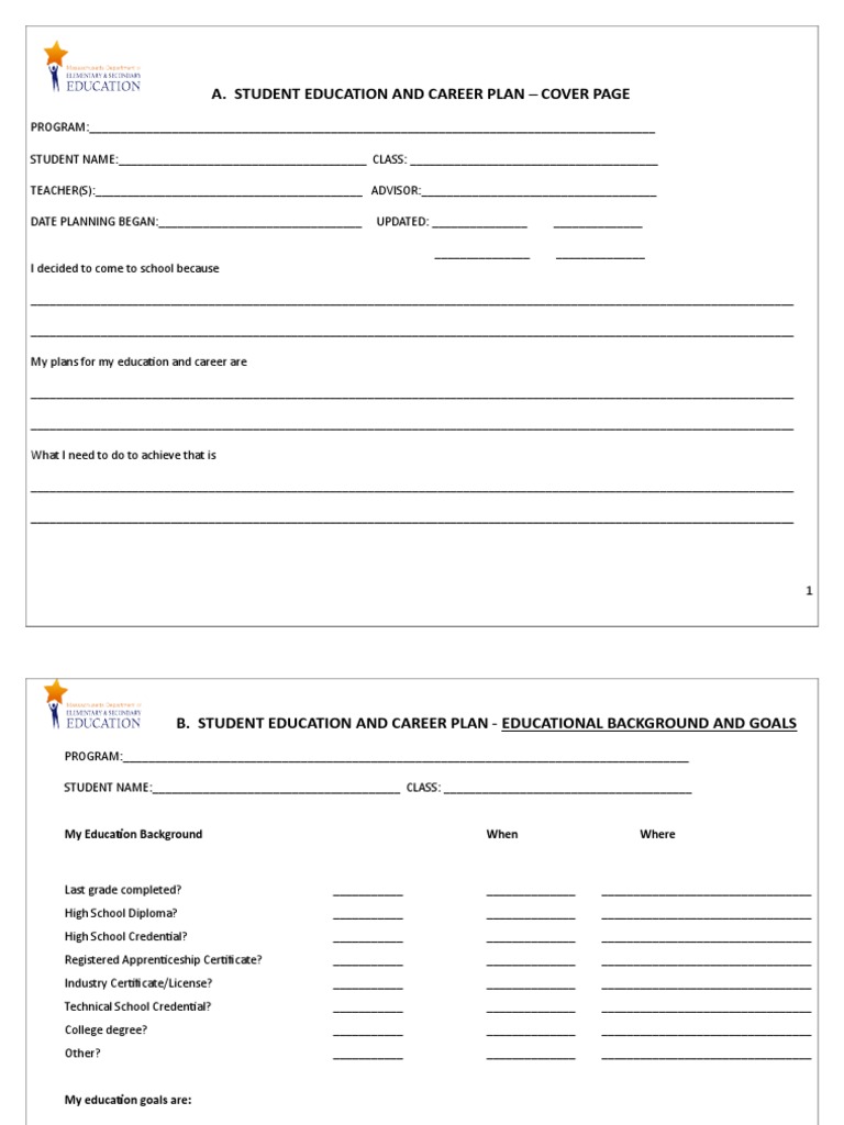 A. Student Education and Career Plan - Cover Page | Download Free PDF | Employment | Behavior ...