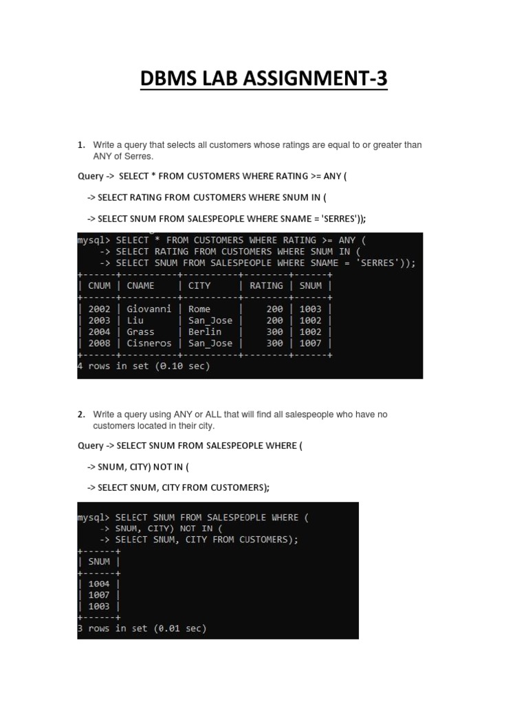 DBMS Lab: Advanced SQL Queries | PDF | Data Management Software | Areas Of Computer Science