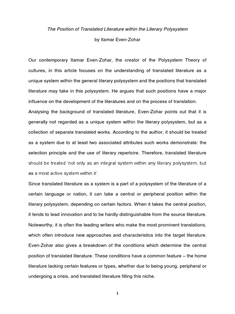 Even Zohar Review | PDF | Translations | Behavioural Sciences