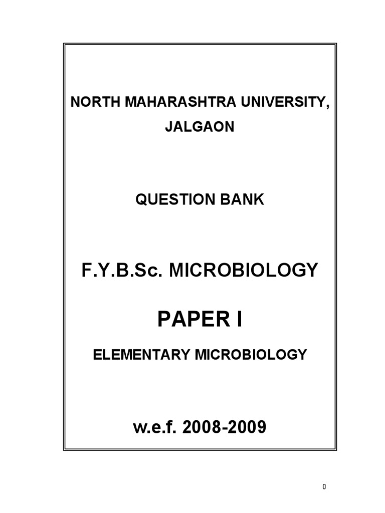 F. Y. B. Sc. (Microbiology) Paper-I Question Bank PDF | PDF | Bacteria ...