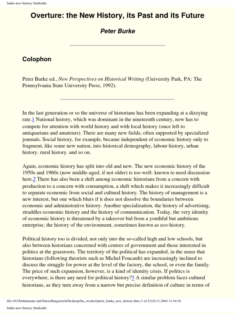 Overture - The New History, Its Past and Its Future | PDF | Historian ...