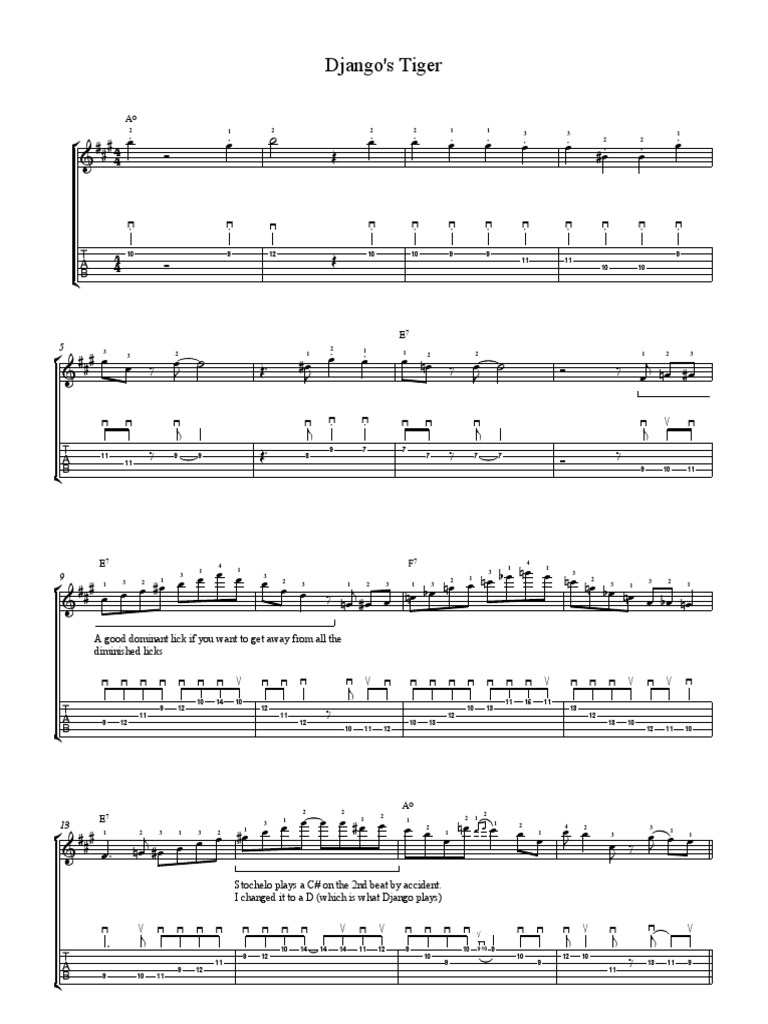 Django's Tiger: A Good Dominant Lick If You Want To Get Away From All The Diminished Licks | PDF