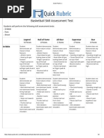 Football Skills Rubric | PDF | Teams | Games Of Physical Skill