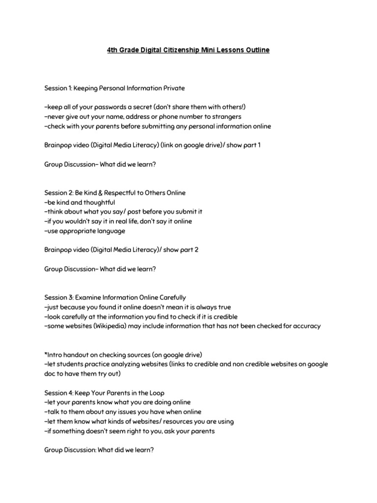 Digital Citizenship Mini Lessons | PDF | Social Science | Wellness