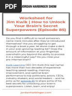 10 Brain Hacks To Learn Fast With Jim Kwik - Workbook | PDF | Memory | Neuroscience