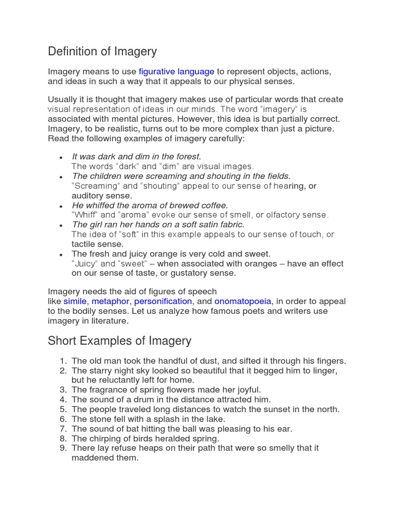 Definition of Imagery | PDF | Senses | Odor