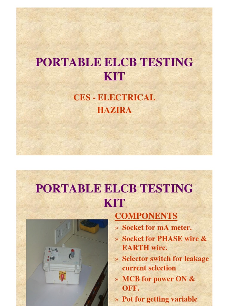 Portable Elcb Testing KIT: Ces - Electrical Hazira | PDF | Electrical ...