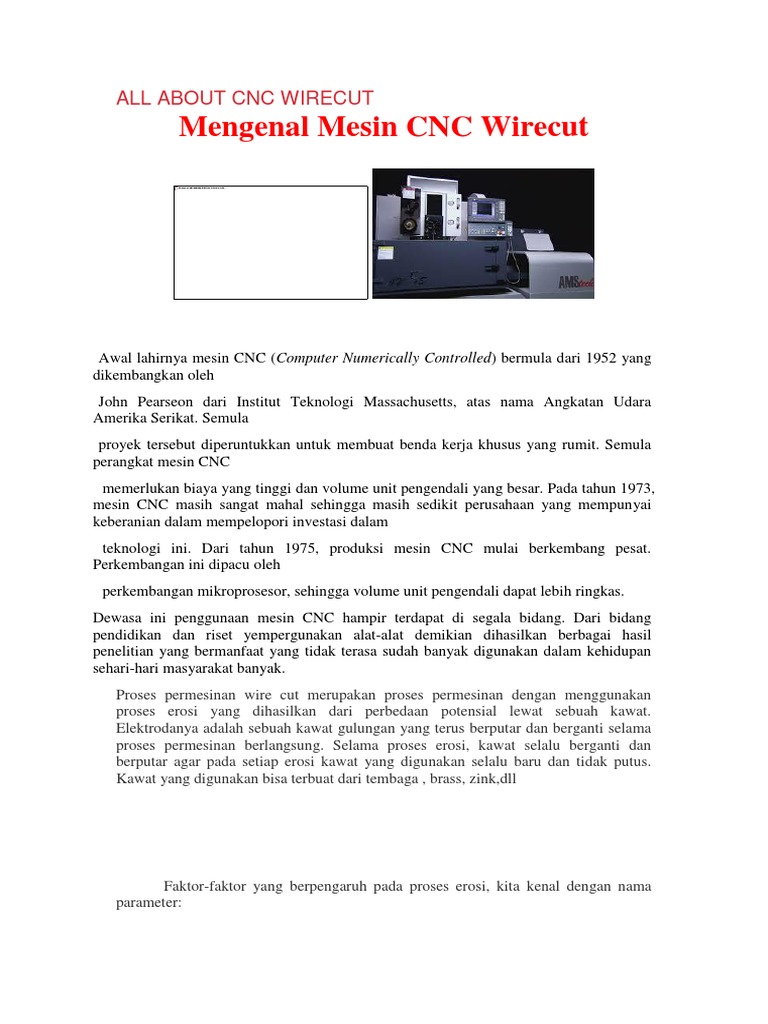 All About CNC Wirecut | PDF