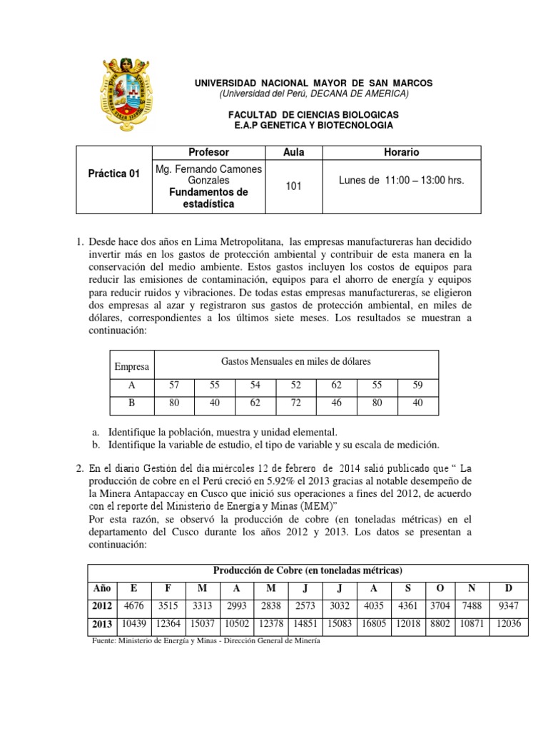 Práctica S01 | PDF | Refresco | Estadísticas