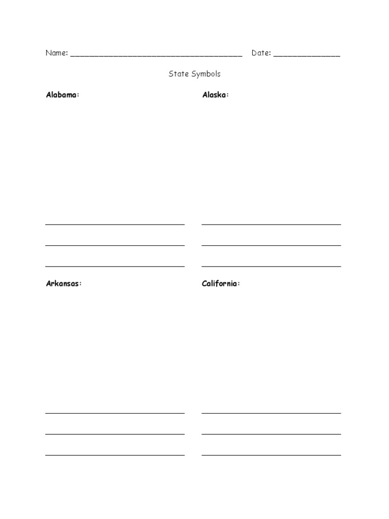 State Symbols Worksheet | PDF