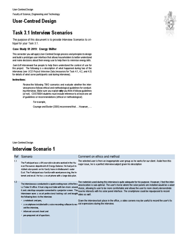 UCD Interview Scenario S1 2019 | PDF | Interview | Smartphone