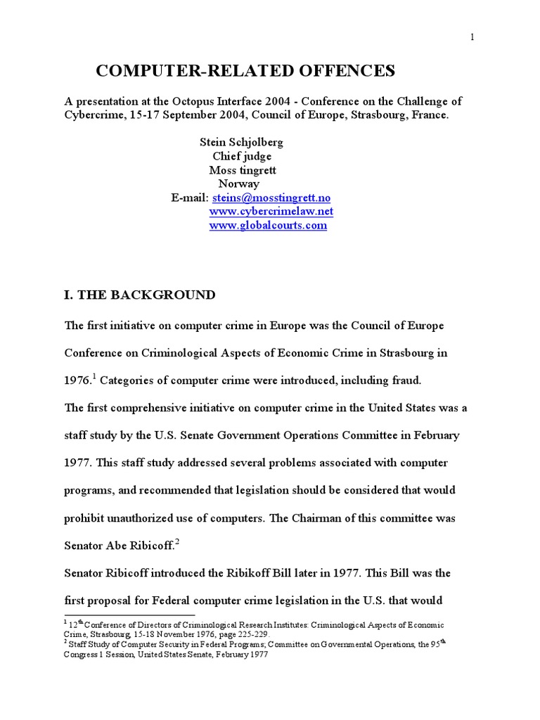 Computer-Related Offences: I. The Background | PDF | Fraud | Cybercrime