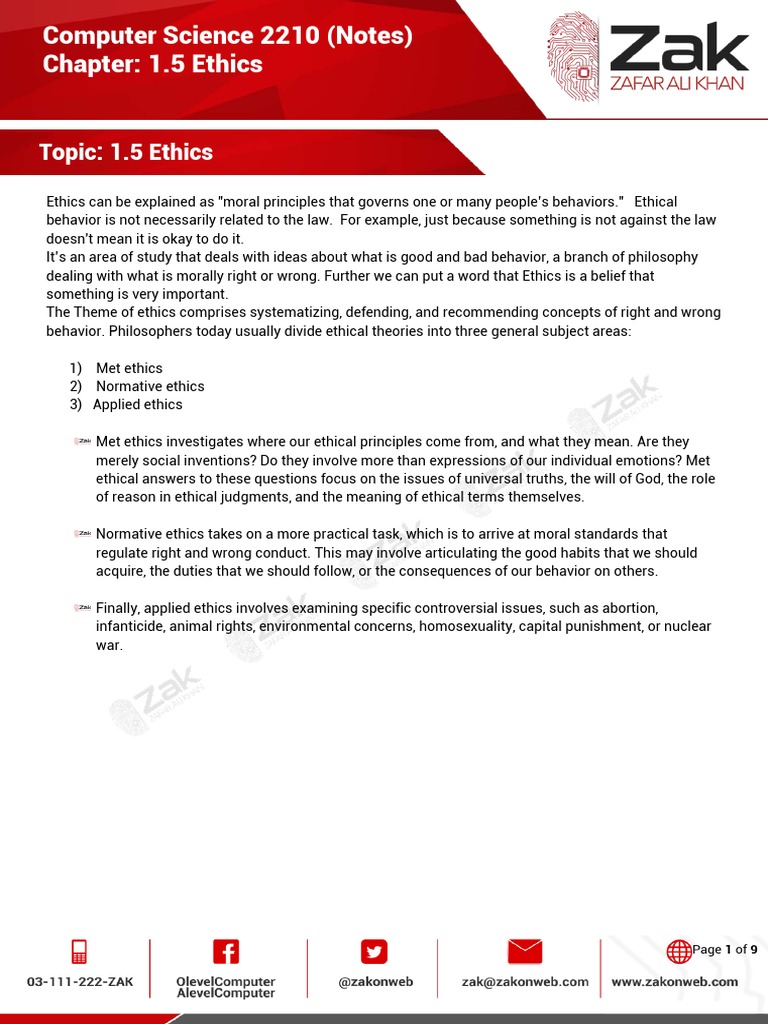 Topic: 1.5 Ethics: Page 1 of 9 | PDF | Computer Virus | Malware