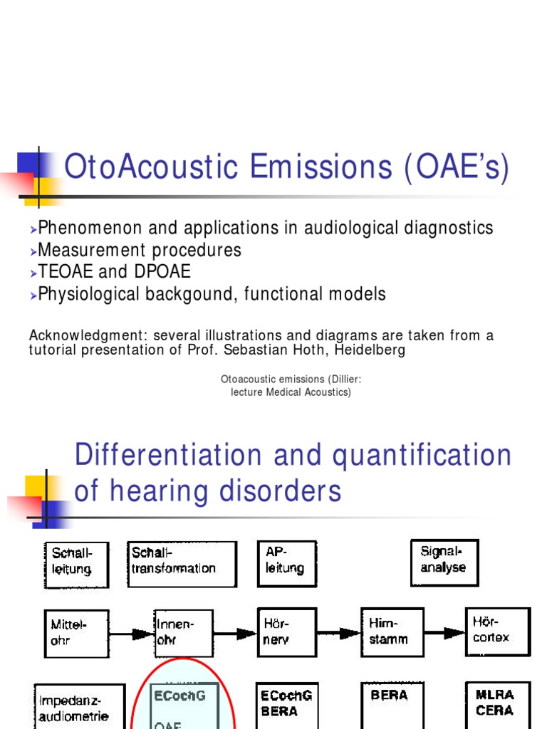 Otoacoustic Emissions Notes | PDF | Hearing Loss | Distortion