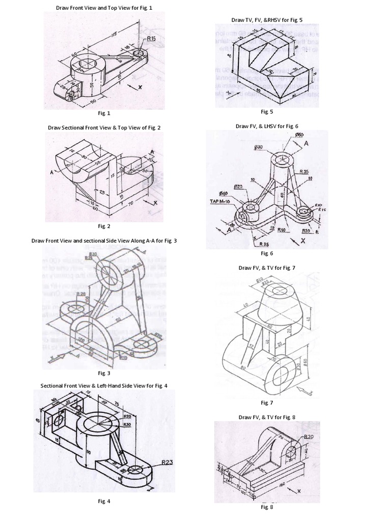 Draw Front View and Top View For Fig Assignement 8 | PDF