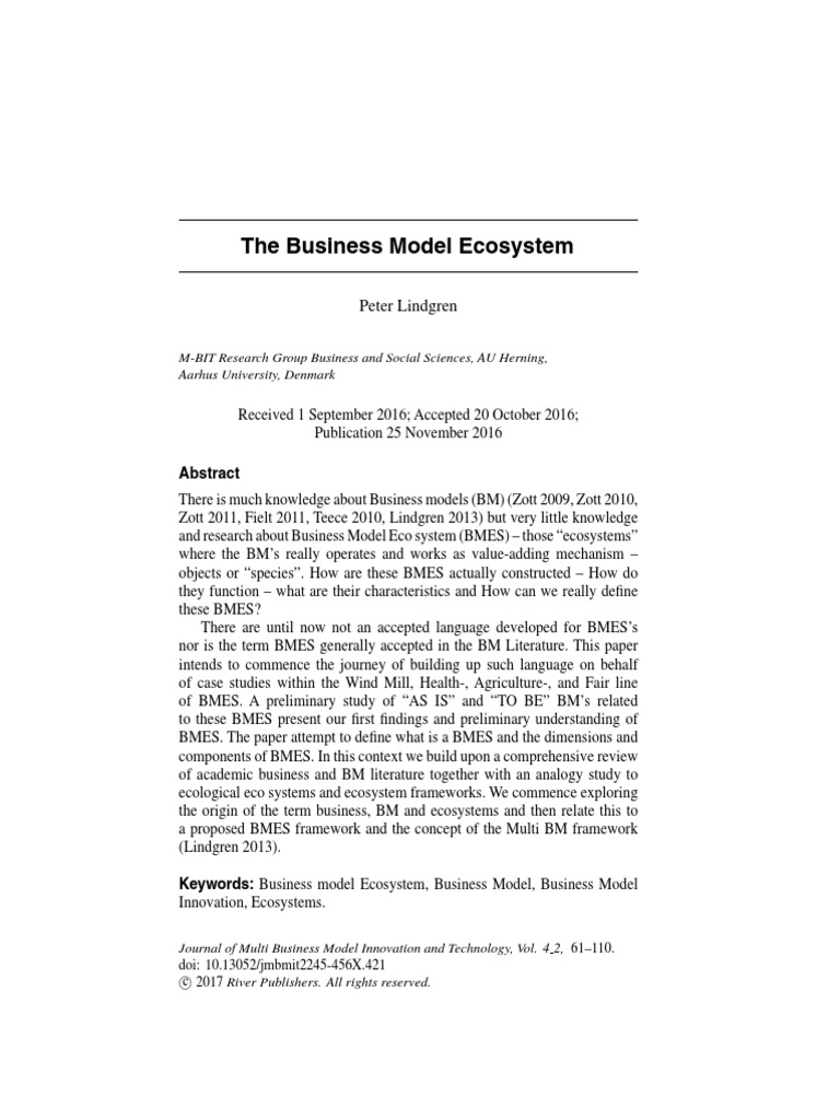 The Business Model Ecosystem | PDF | Nature | Energy And Resource