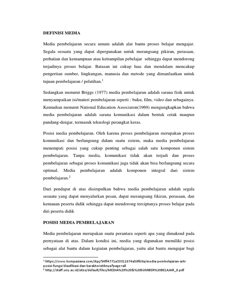 Definisi dan Fungsi Media Pembelajaran | PDF | Sains & Matematika