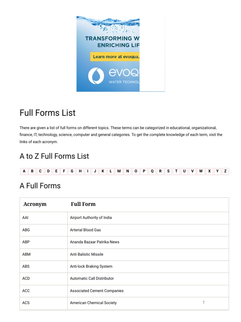 Full Forms List - Javatpoint | PDF | Hvac | Coronary Artery Bypass Surgery