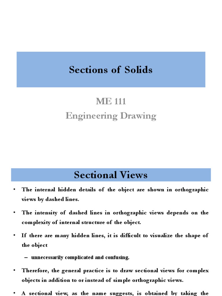 Sections of Solids: ME 111 Engineering Drawing | PDF | Shape | Line ...