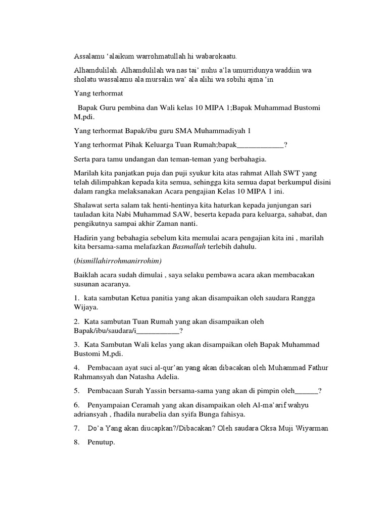 Teks MC Pengajian | PDF