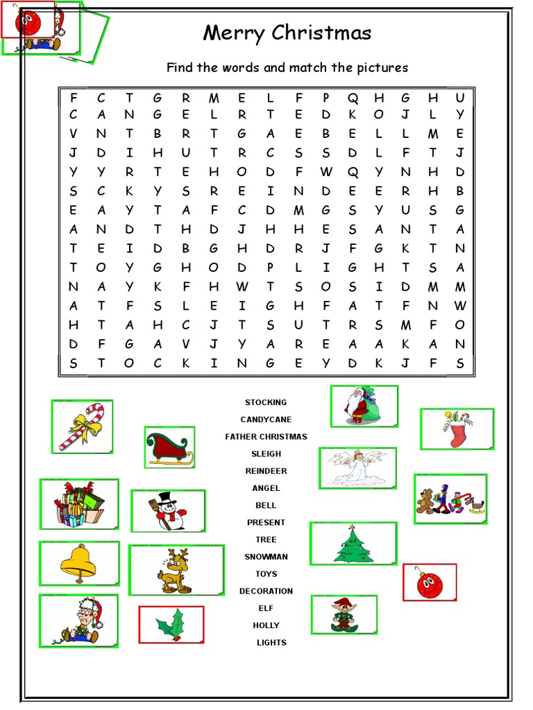 Merry Christmas: Find The Words and Match The Pictures | PDF