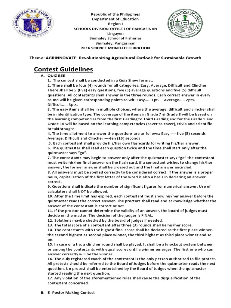 Science Month Celebration | PDF | Question | Essays