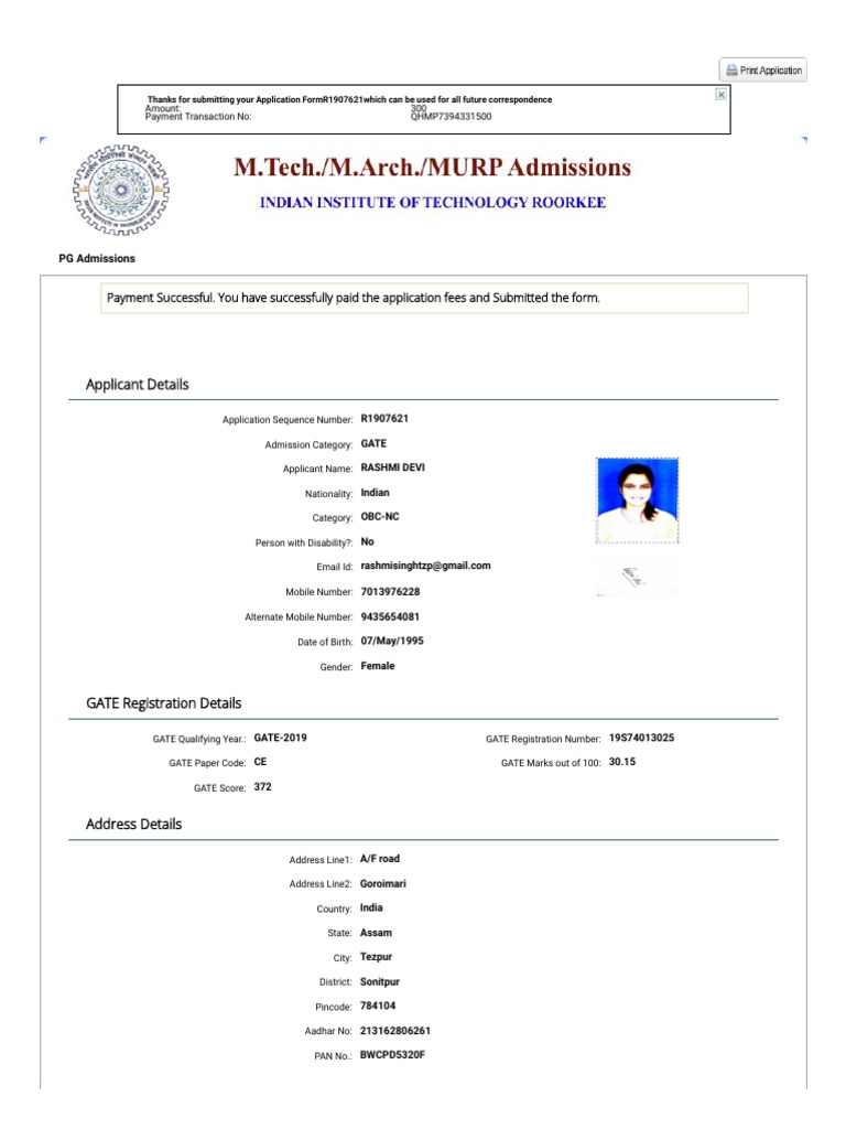 IITR MTech Registration Form 2019 PDF | PDF | Earthquake Engineering ...