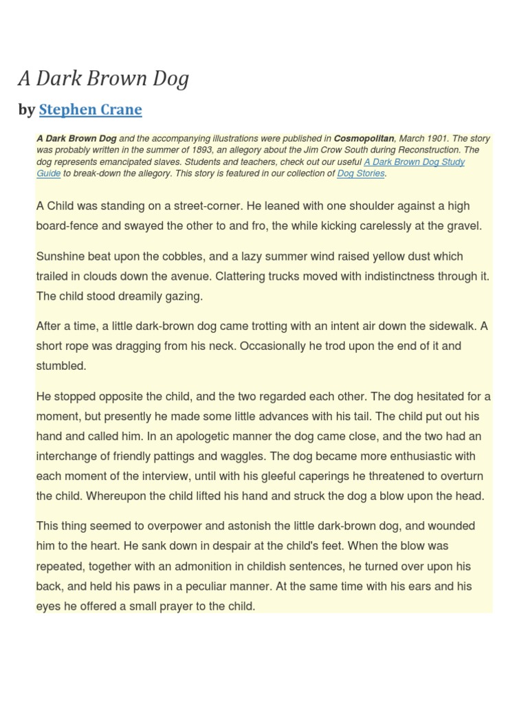 A Dark Brown Dog: Stephen Crane | PDF