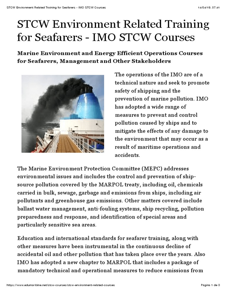 STCW Environment Training for Seafarers | PDF | Environment | Natural ...