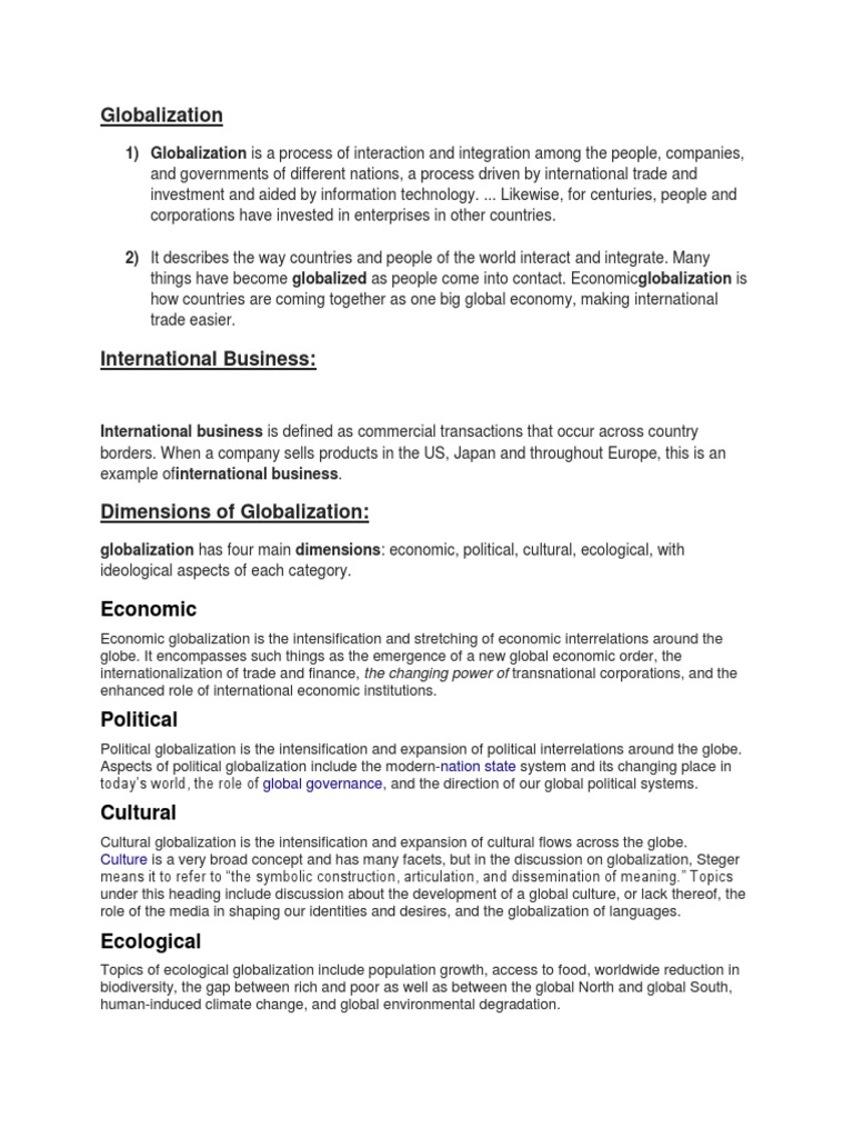 Understanding Globalization in Business | PDF | Globalization | Trade