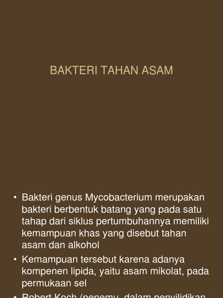 MYCOBACTERIUM (Bakteri Tahan Asam) | PDF